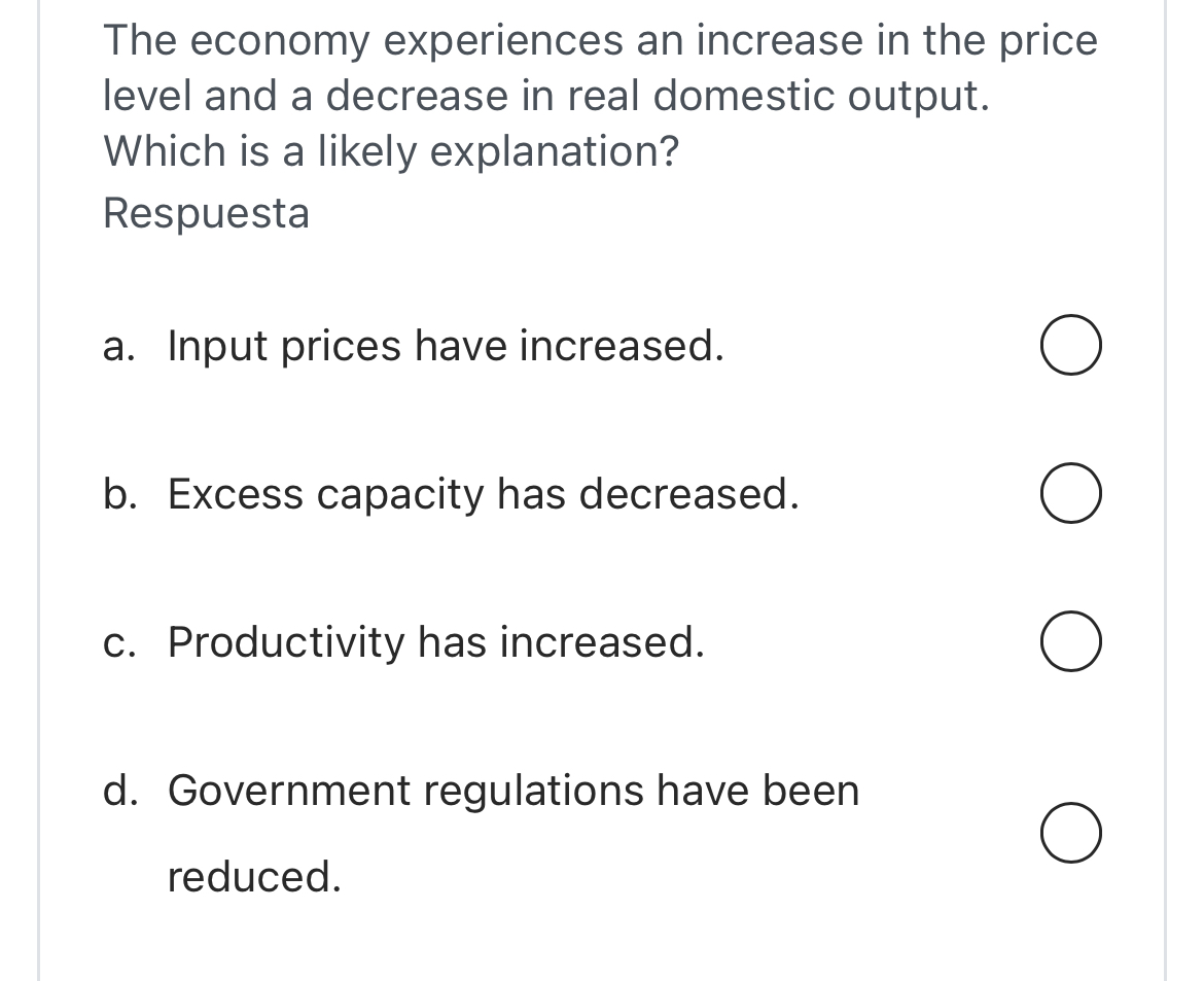 Solved The economy experiences an increase in the price | Chegg.com