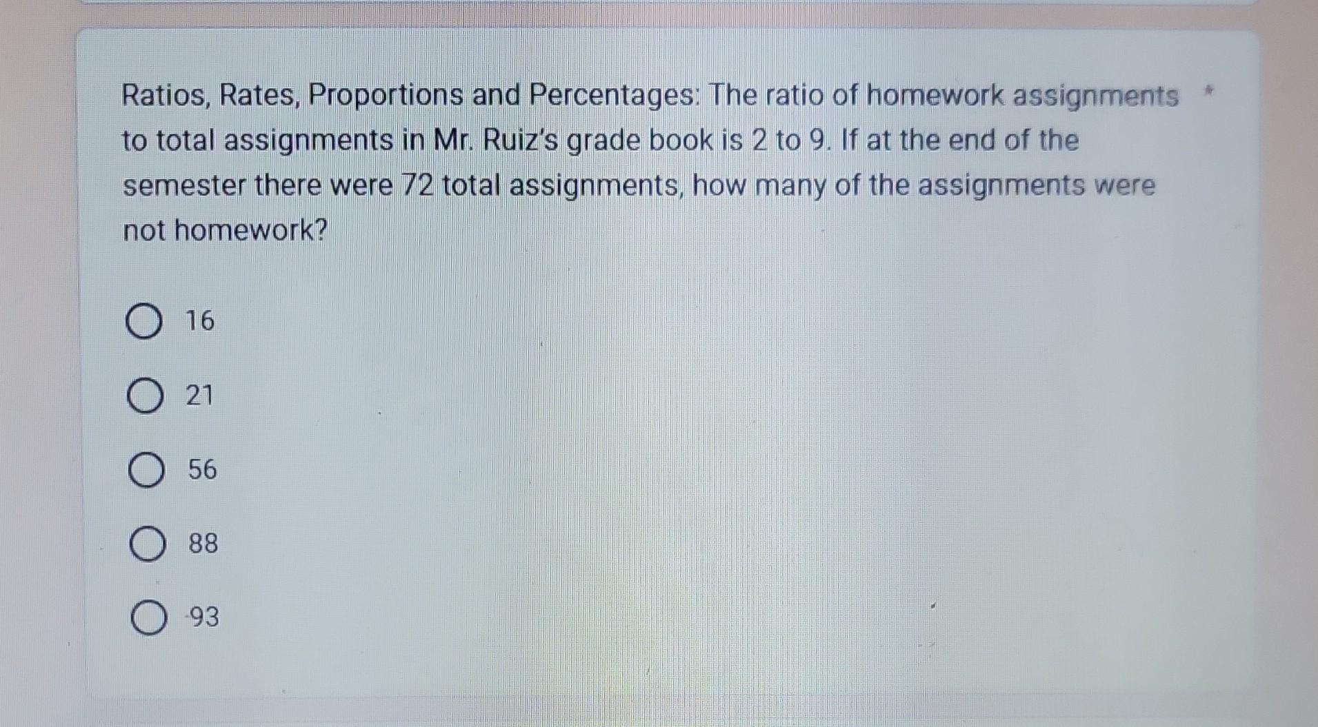 Solved Ratios, Rates, Proportions and Percentages: The ratio | Chegg.com