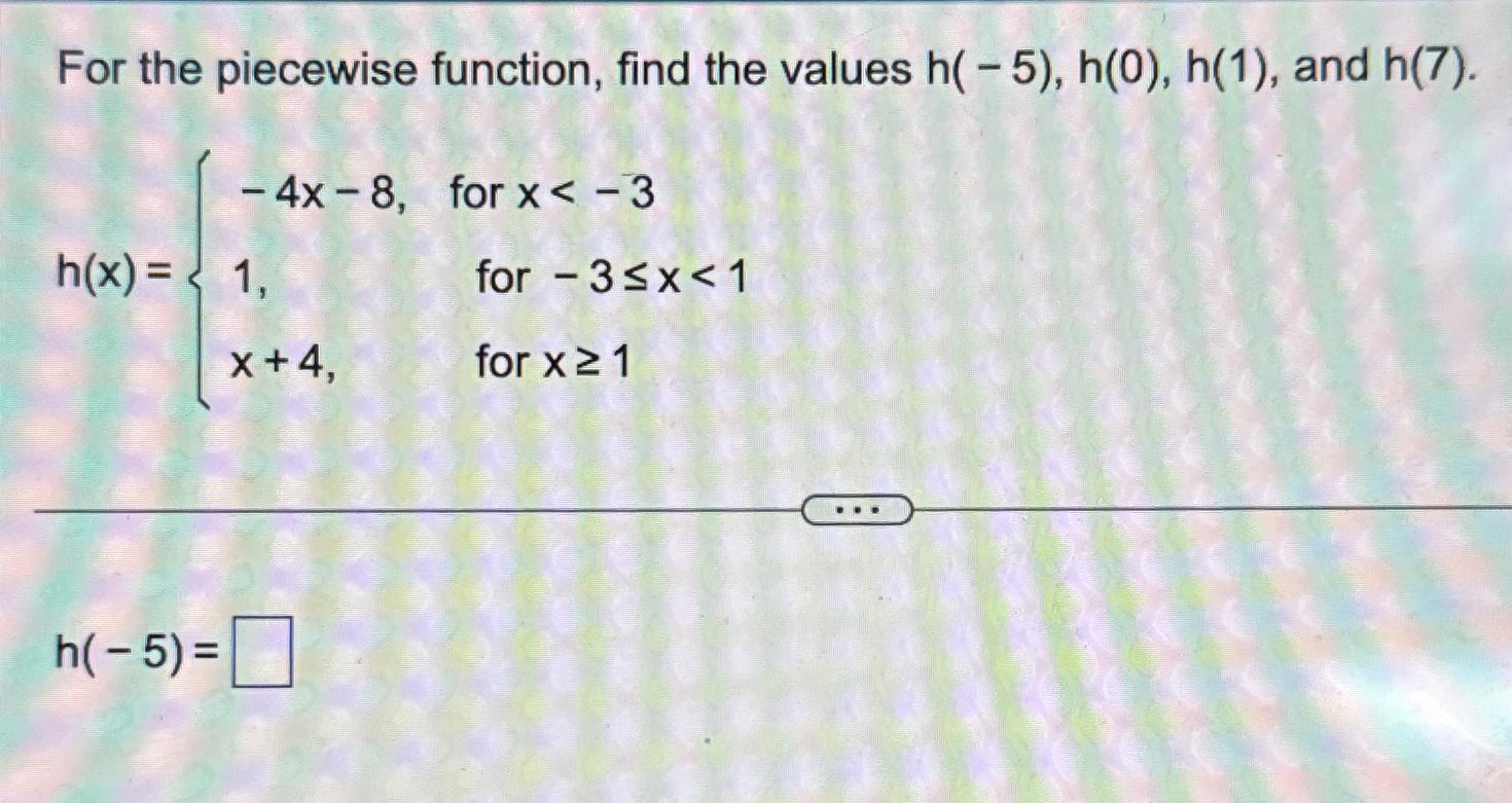 Solved For the piecewise function, find the values | Chegg.com