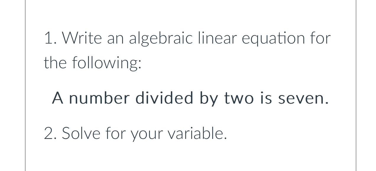 Solved Write an algebraic linear equation for the | Chegg.com