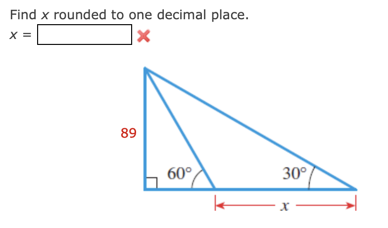 Solved Find x ﻿rounded to one decimal place with the picture | Chegg.com