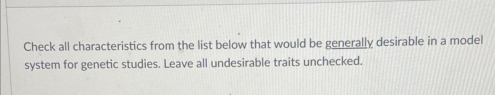 Solved Check all characteristics from the list below that | Chegg.com