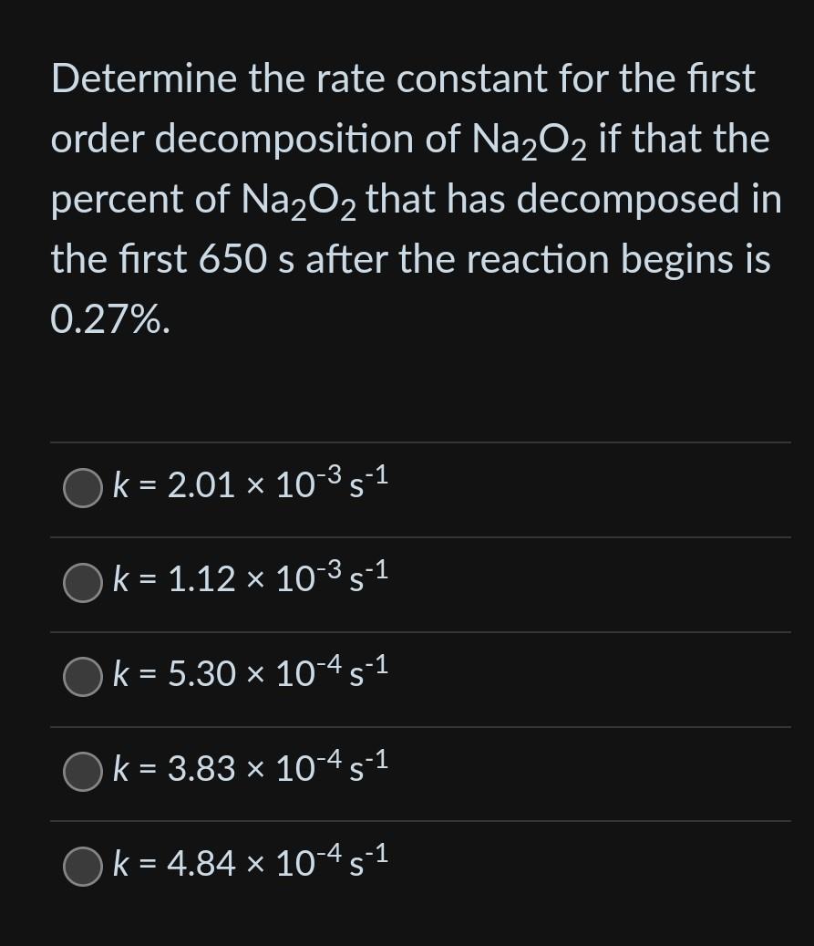 Solved Determine the rate constant for the first order | Chegg.com