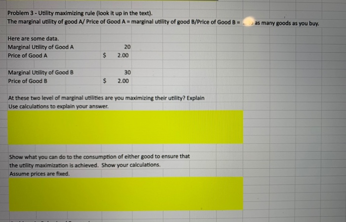 Solved Problem 3 - Utility maximizing rule (look it up in | Chegg.com
