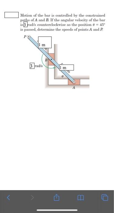 Solved Motion of the bar is controlled by the constrained | Chegg.com