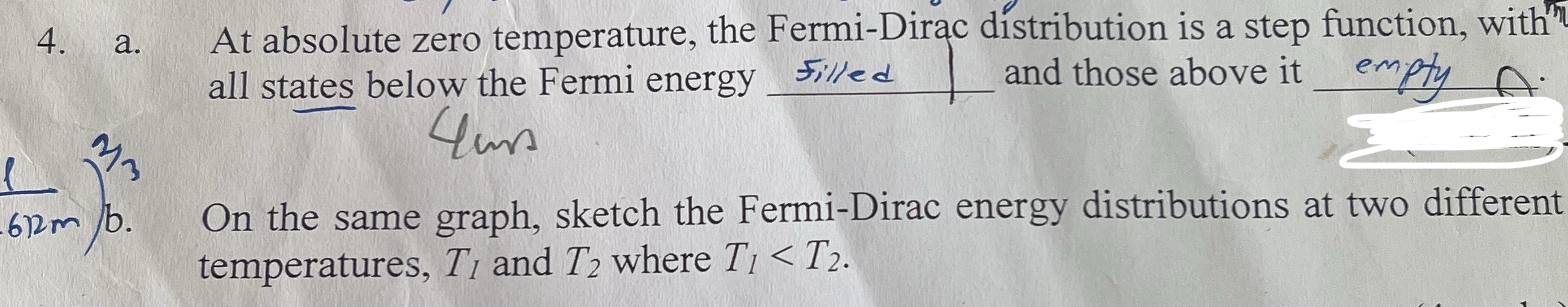 Solved a. ﻿At absolute zero temperature, the Fermi-Dirac | Chegg.com