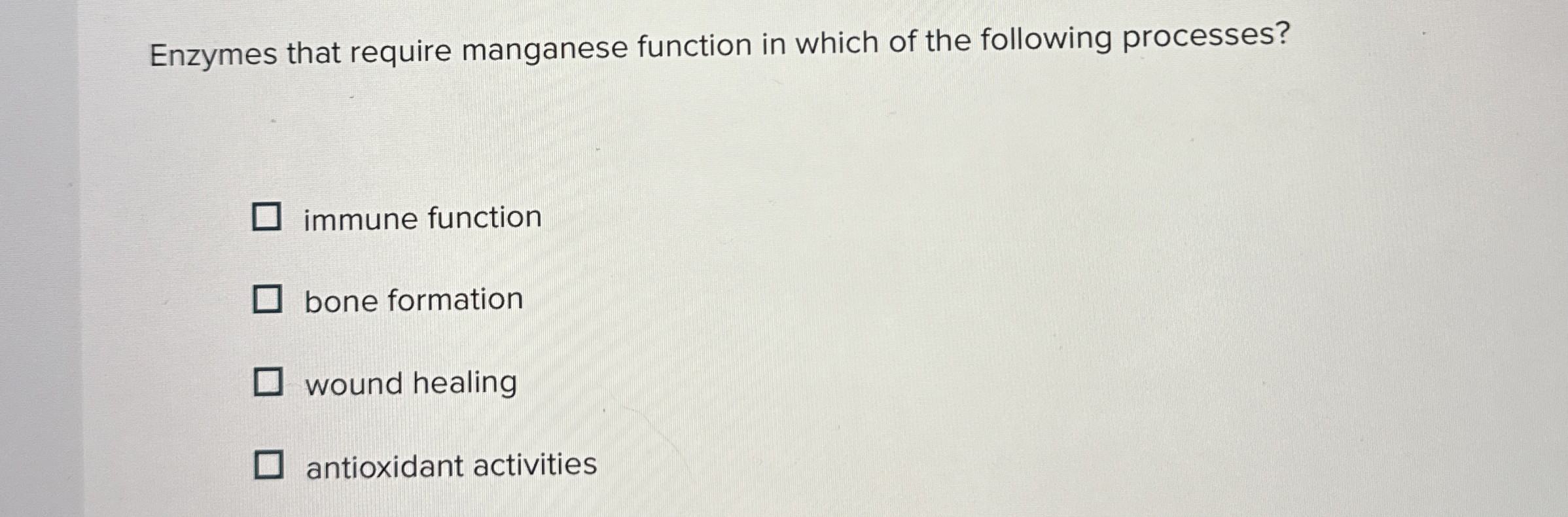 Solved Enzymes that require manganese function in which of | Chegg.com