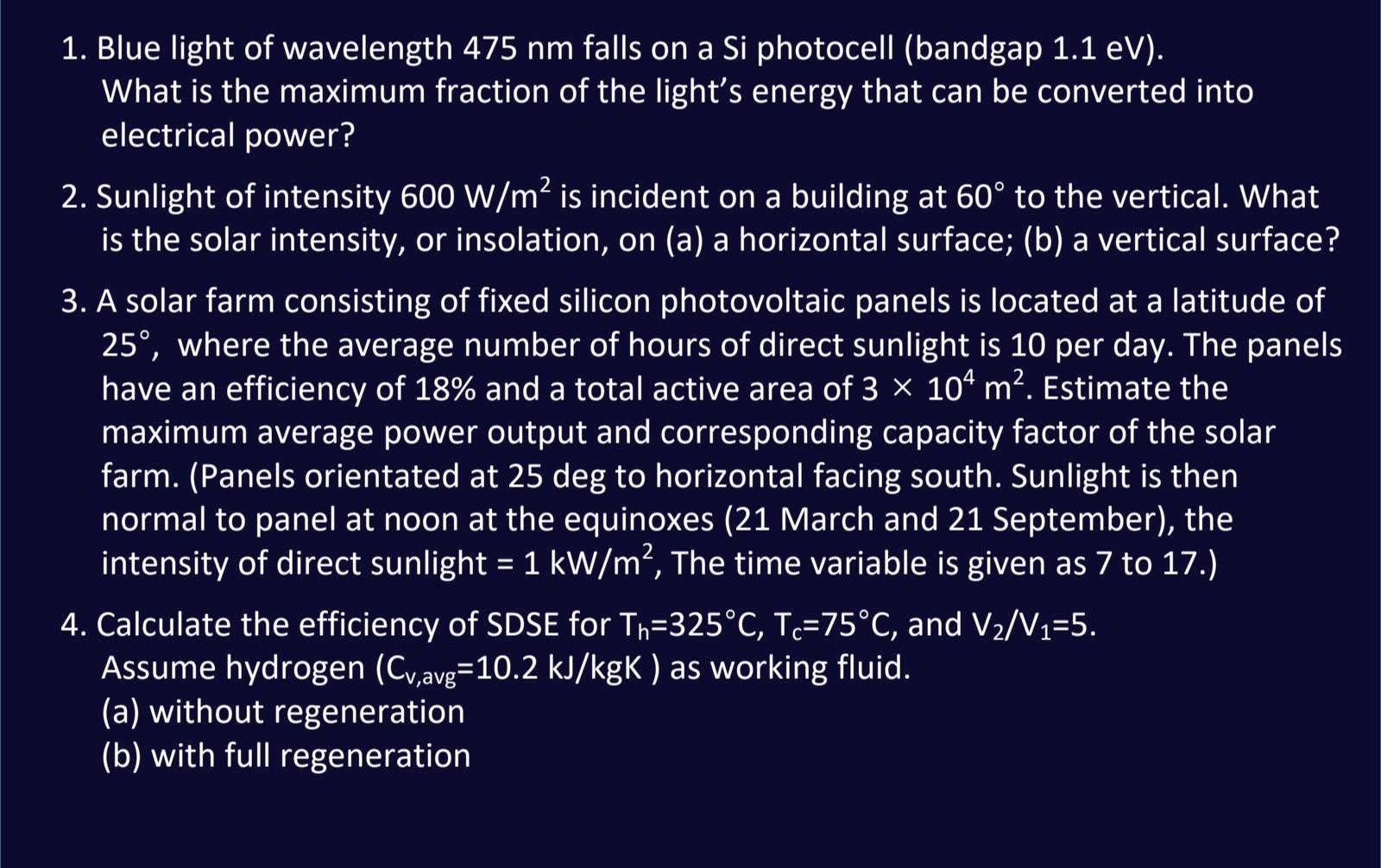 Solved 1. Blue light of wavelength 475 nm falls on a Si | Chegg.com