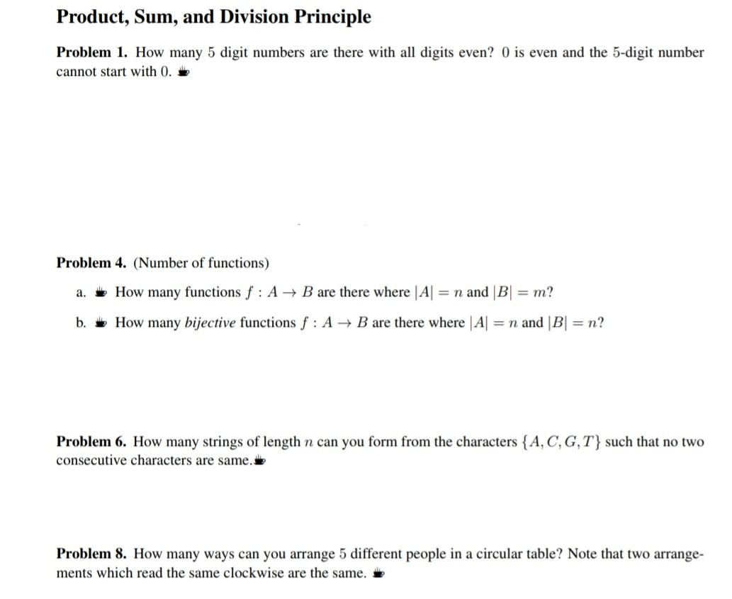 Solved Product, Sum, and Division Principle Problem 1. How | Chegg.com