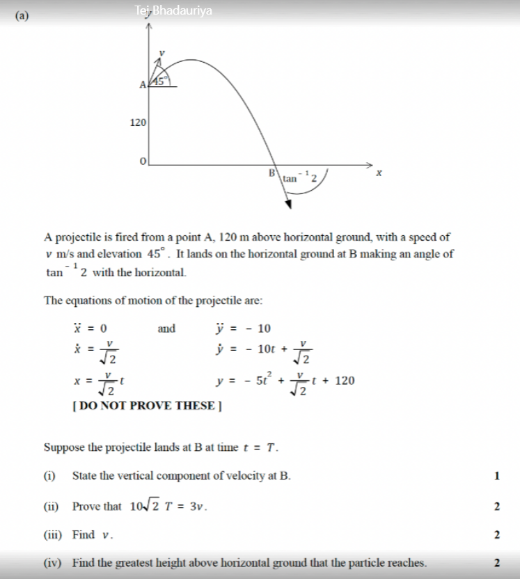 Solved (a)A projectile is fired from a point A, 120m ﻿above | Chegg.com