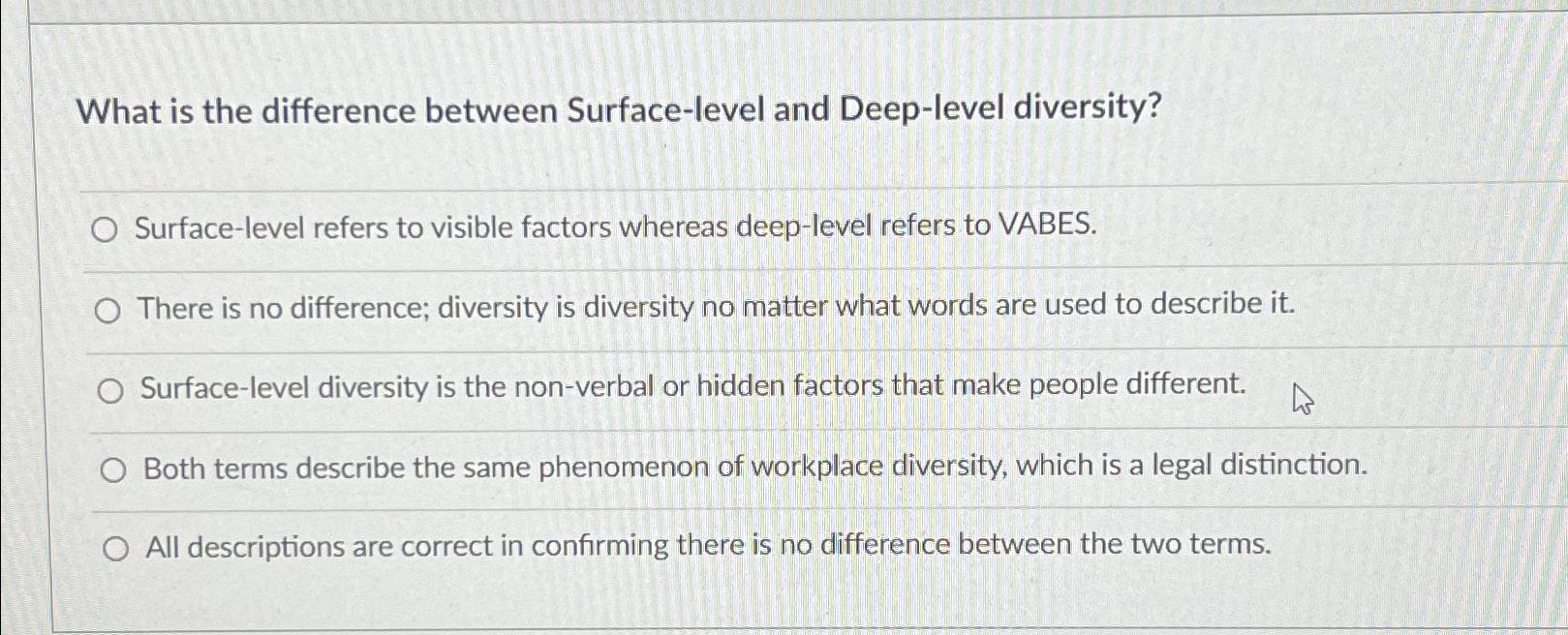 Solved What is the difference between Surface-level and | Chegg.com
