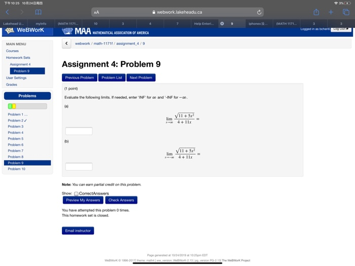 Solved T10-25 1024 MES 3% AA webwork.lakeheadu.ca (MATH 1171 | Chegg.com
