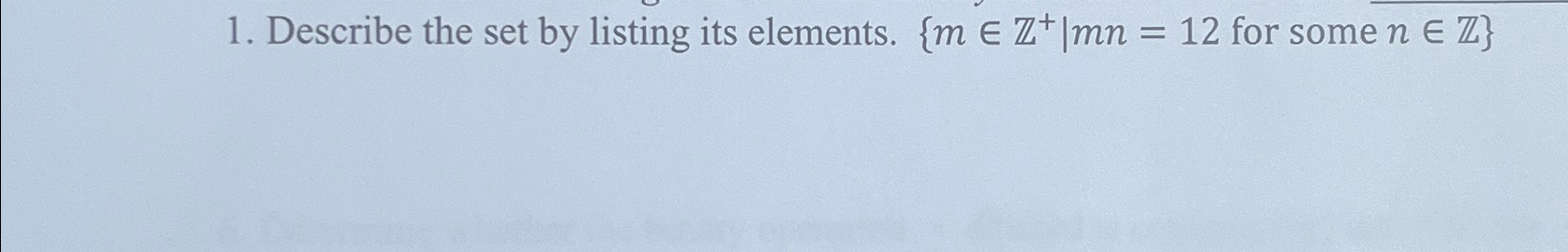 Solved Describe the set by listing its elements. |=12 ﻿for | Chegg.com
