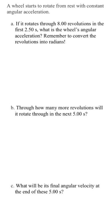 Solved A wheel starts to rotate from rest with constant | Chegg.com