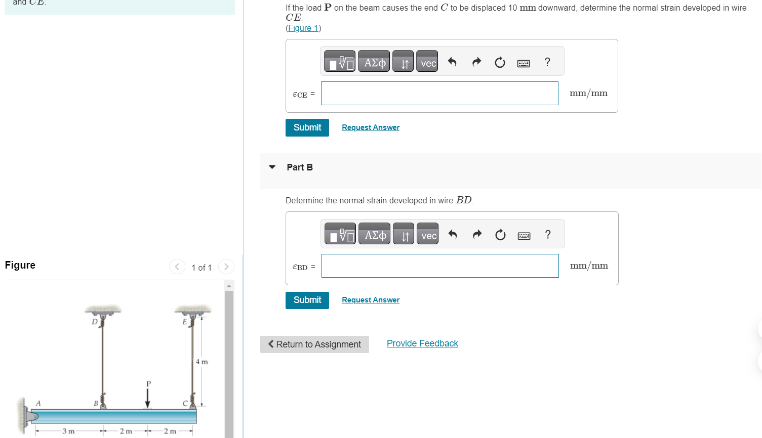 Solved If the load P ﻿on the beam causes the end C ﻿to be | Chegg.com