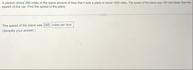 Solved A person drove 280 ﻿miles in the same amount of time | Chegg.com