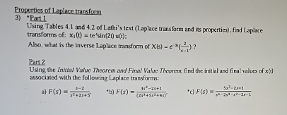 Properties of Laplace transform"Part 1Using Tables | Chegg.com