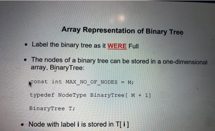 Solved Array Representation of Binary Tree • Label the | Chegg.com
