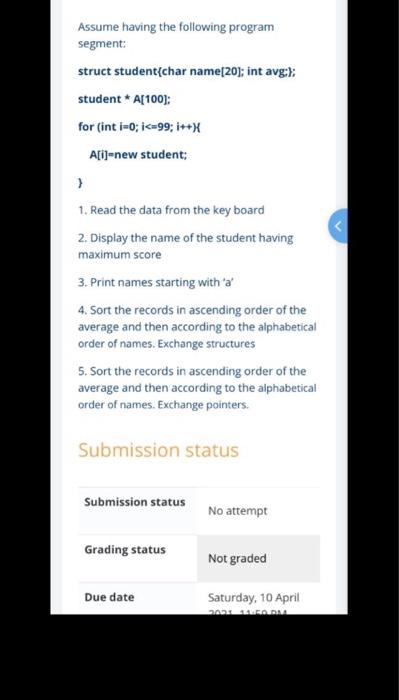Solved Assume having the following program segment: struct | Chegg.com
