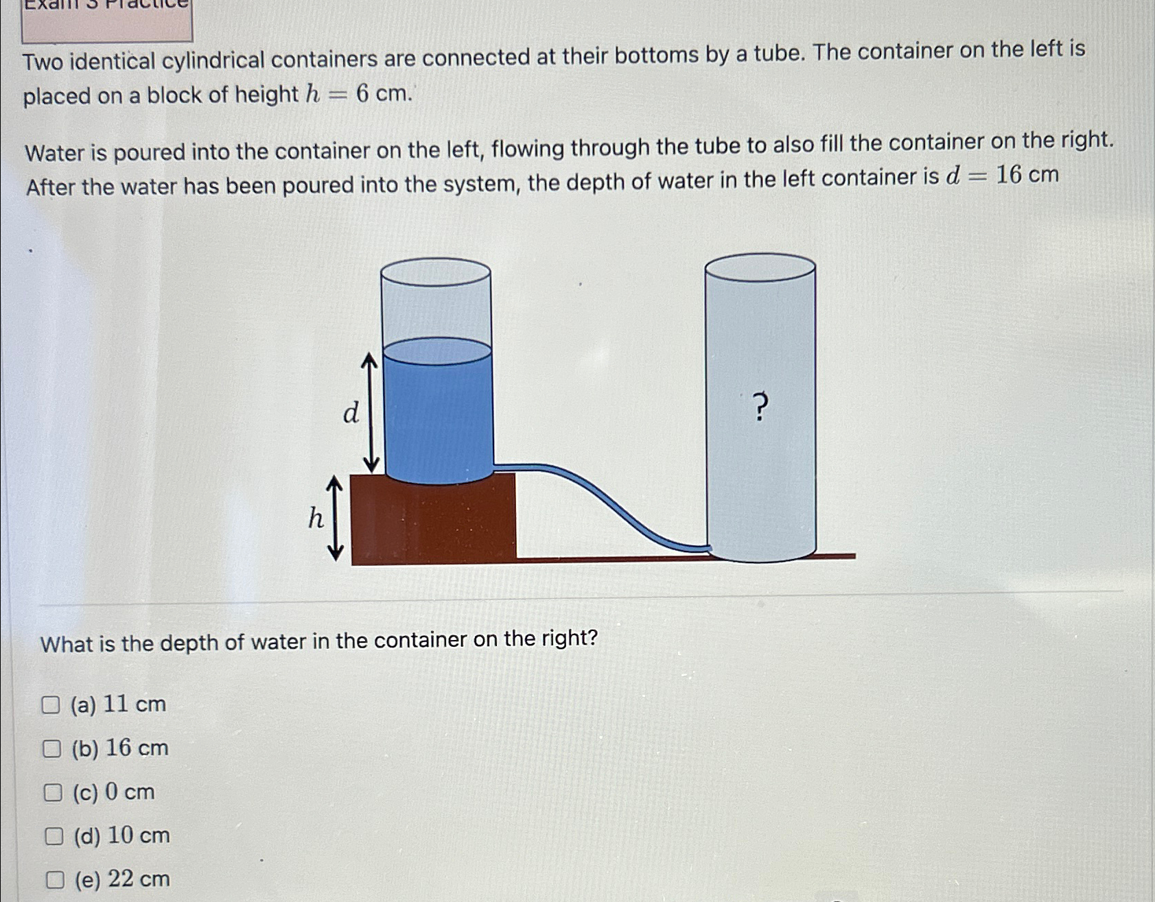 Solved Two identical cylindrical containers are connected at | Chegg.com