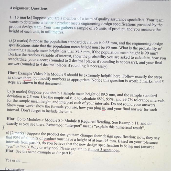 Solved Assignment Questions 1. [13 marks] Suppose you are a | Chegg.com