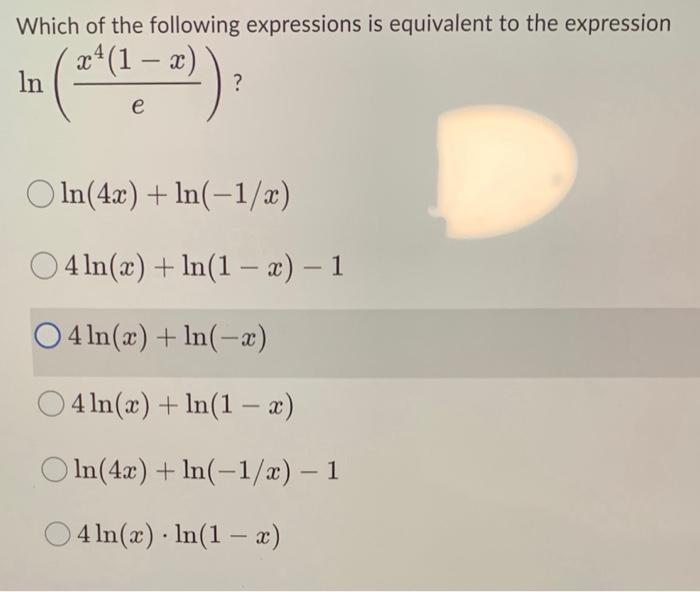 Solved Which of the following expressions is equivalent to | Chegg.com