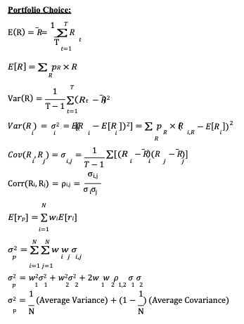 Portfolio Choice:How are these formulas used? Please | Chegg.com