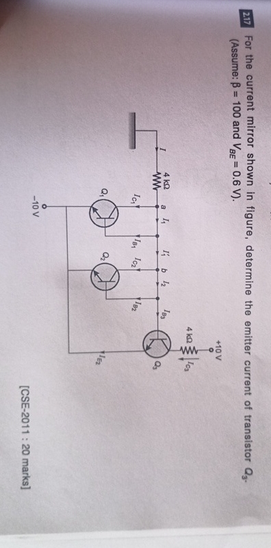 Solved 217 ﻿For the current mirror shown in figure, | Chegg.com
