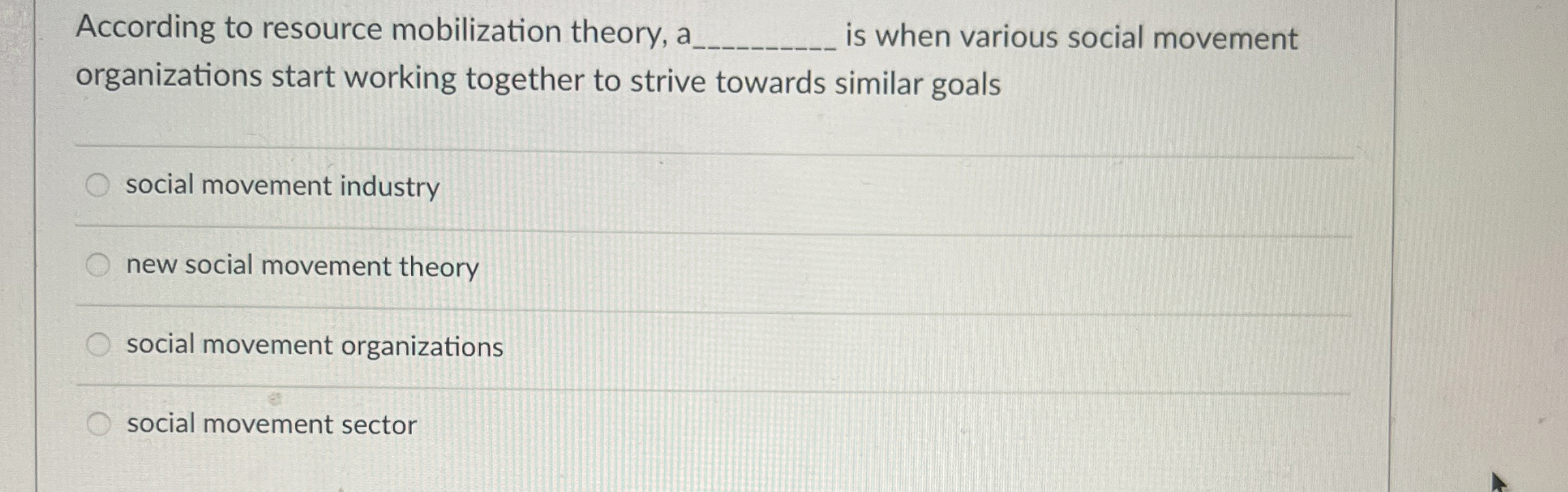 Solved According to resource mobilization theory, a q, ﻿is | Chegg.com