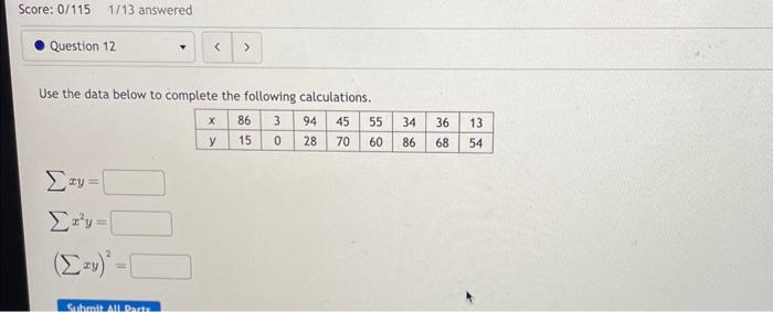Solved Use the data below to complete the following | Chegg.com