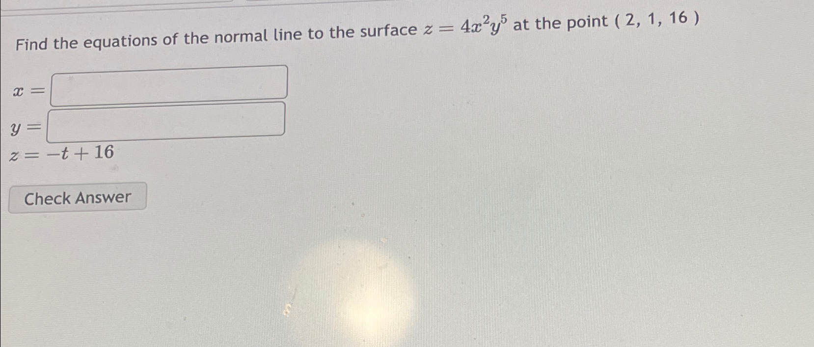 Solved Find the equations of the normal line to the surface | Chegg.com