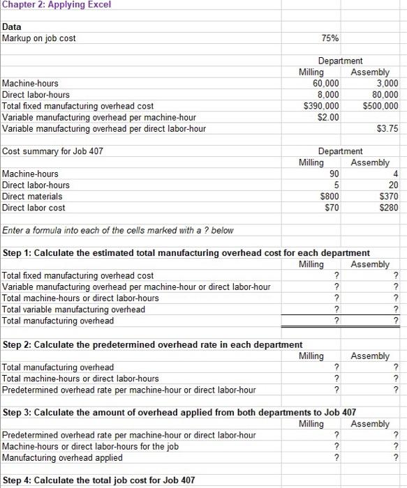Solved Chapter 2. Applying Excel Excel Worksheet (Part | Chegg.com
