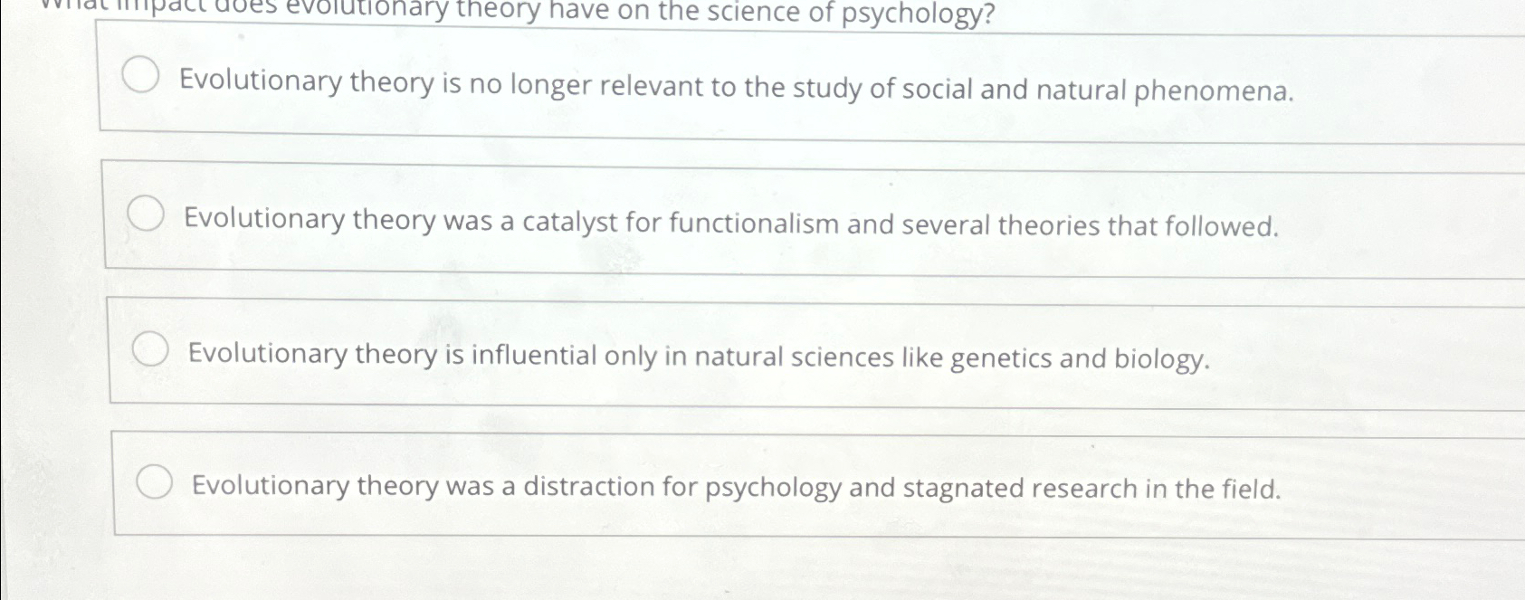 Solved Evolutionary theory is no longer relevant to the | Chegg.com