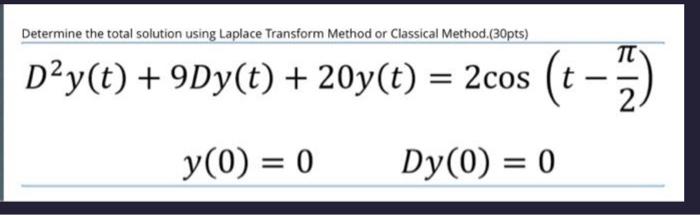 Solved Determine the total solution using Laplace Transform | Chegg.com Solved Determine the total solution using Laplace Transform | Chegg.com