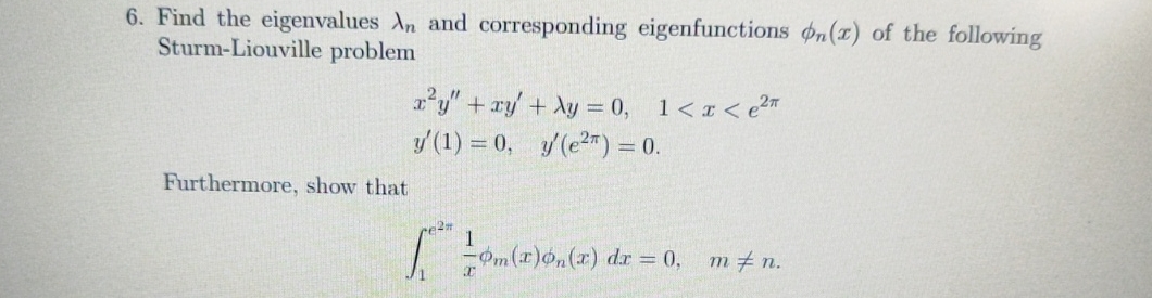 Solved Find the eigenvalues λn ﻿and corresponding | Chegg.com