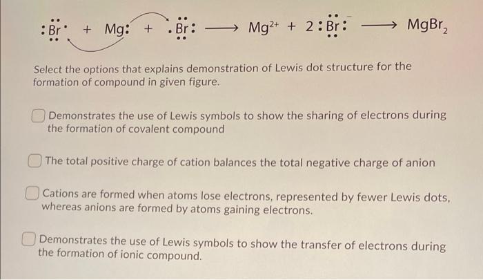 Solved : Br + Mg: + Br: Mg2+ + 2:Br: → MgBr2 Select the | Chegg.com
