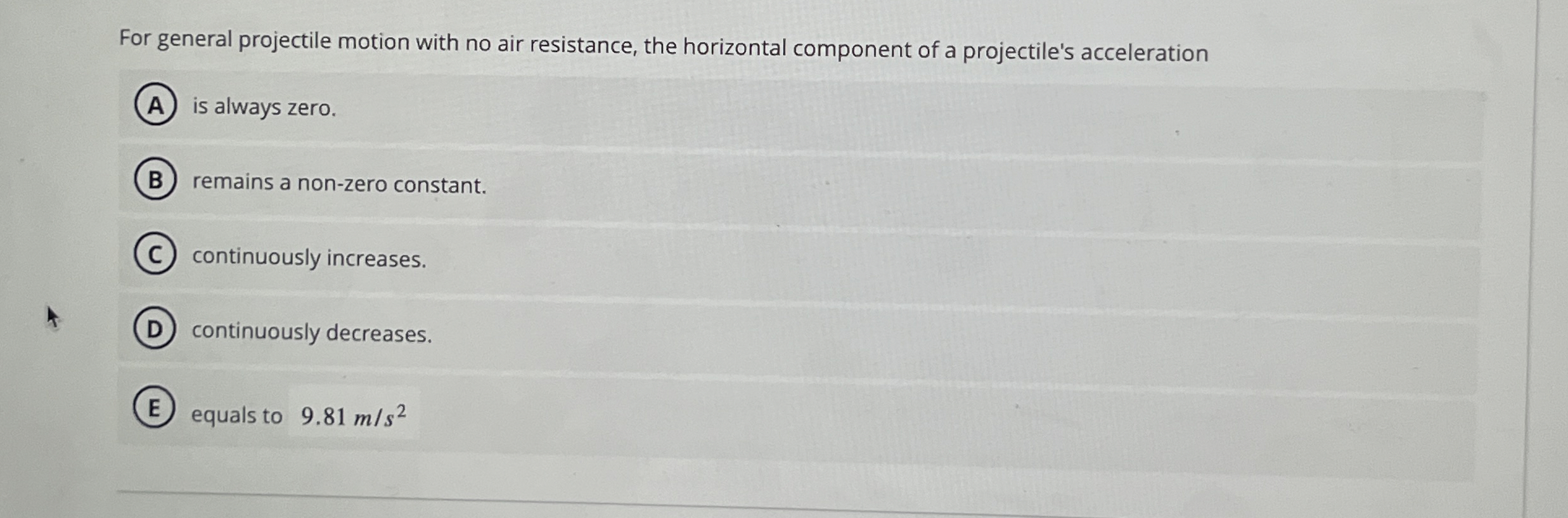 Solved For general projectile motion with no air resistance, | Chegg.com