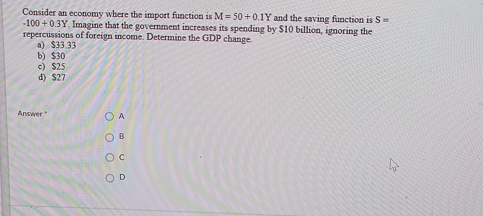 Solved Consider an economy where the import function is | Chegg.com
