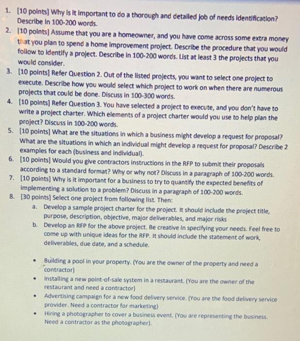 Solved 1. [10 points] Why is it important to do a thorough | Chegg.com