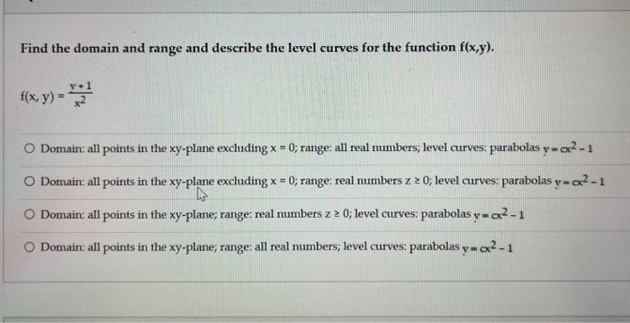 Solved Find the domain and range and describe the level | Chegg.com