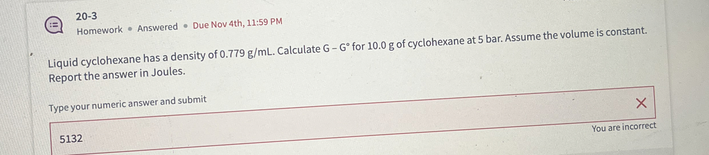 Solved Liquid cyclohexane has a density of 0.779gmL. | Chegg.com