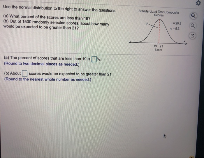 Solved Use the normal distribution to the right to answer | Chegg.com