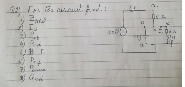 Solved Q2) ﻿For the circuit | Chegg.com