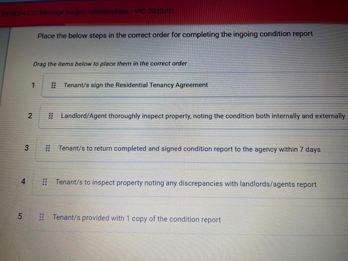 Solved Place the below steps in the correct order for | Chegg.com