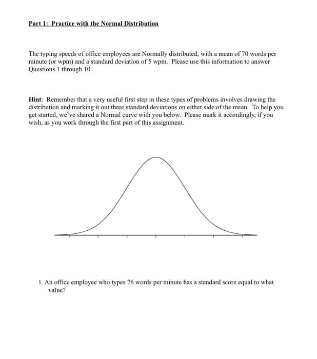 Solved The typing speeds of office employees are Normally | Chegg.com