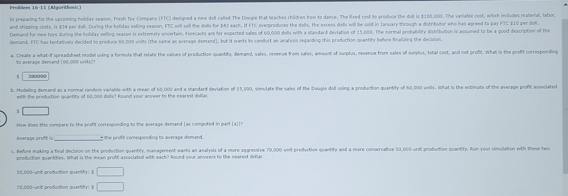 Solved Problem 16-11 (Algorithmic) In preparing for the | Chegg.com