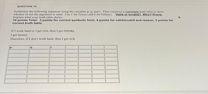 Solved QUESTION 14 Symbolize the following argument using | Chegg.com