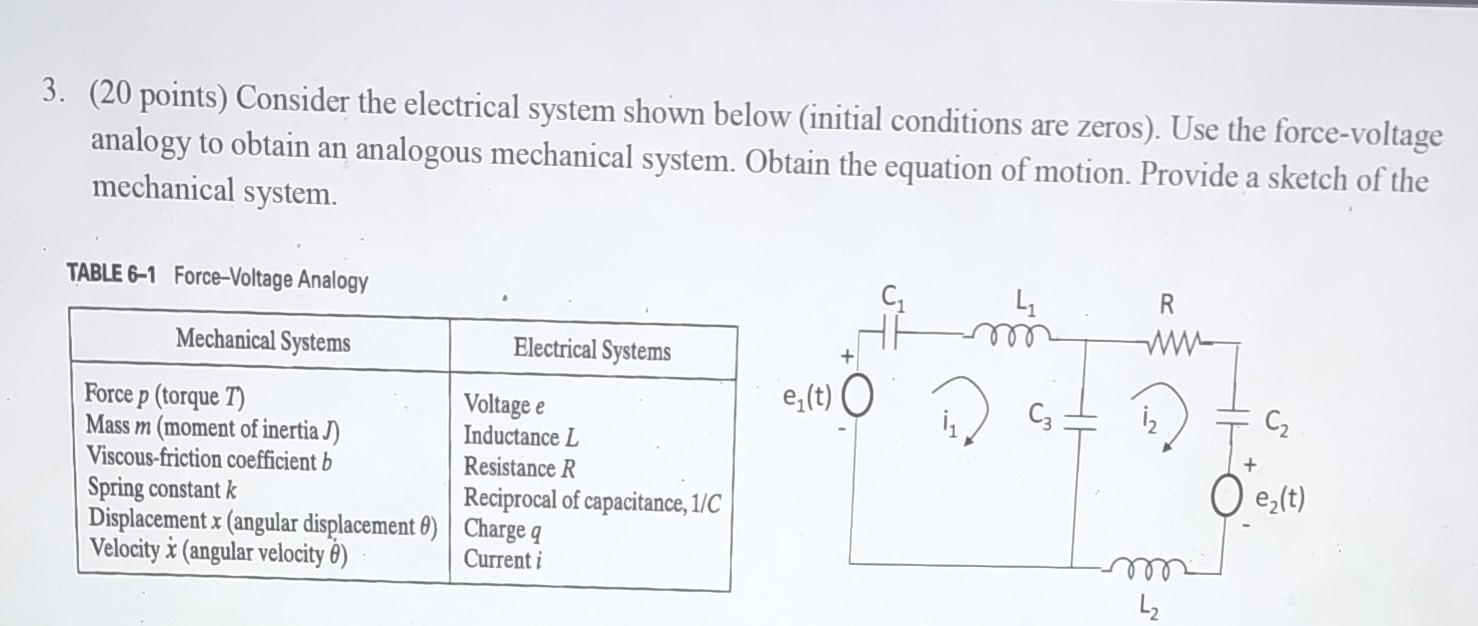 Solved 3. ( 20 points) Consider the electrical system shown | Chegg.com