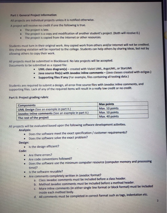 Part I: General Project Information All projects are | Chegg.com