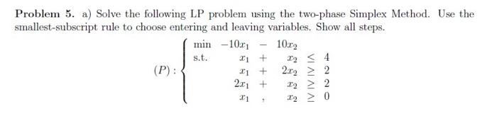Solved Problem 5. a) Solve the following LP problem using | Chegg.com